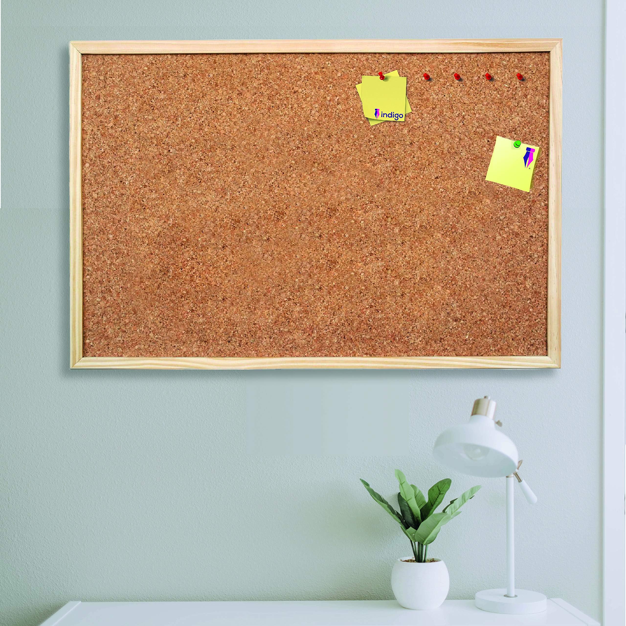 Cork Pin Notice Board 600MM x 900MM Office Memo School with 6 Push Pins ...