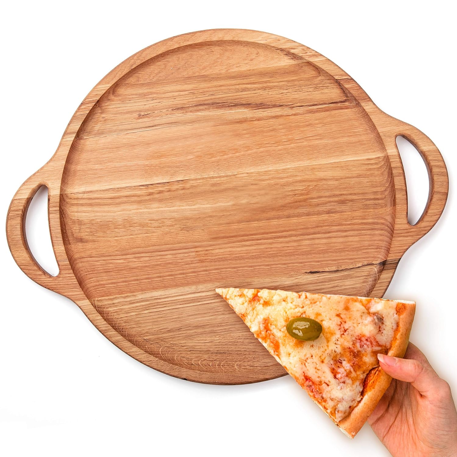 Amazon.com: Large Pizza Tray 16 Inch, Handmade Wooden Pizza Peel with ...