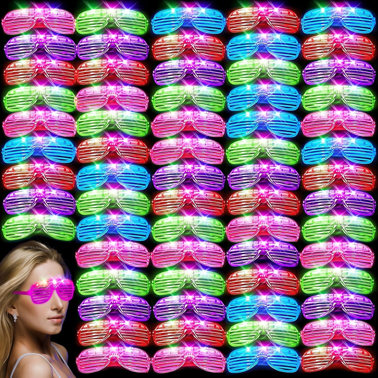 Amazon.com: 120 PCS Glow In The Dark Party Supplies, Light Up Glasses ...