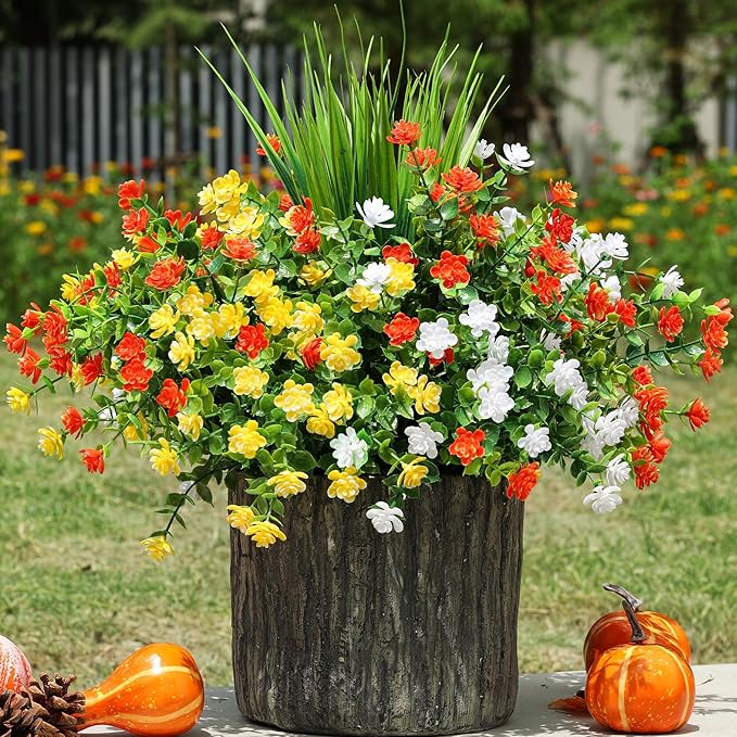 Amazon.com: Ivydale Fall Flowers Artificial Plants for Autumn Outdoors ...