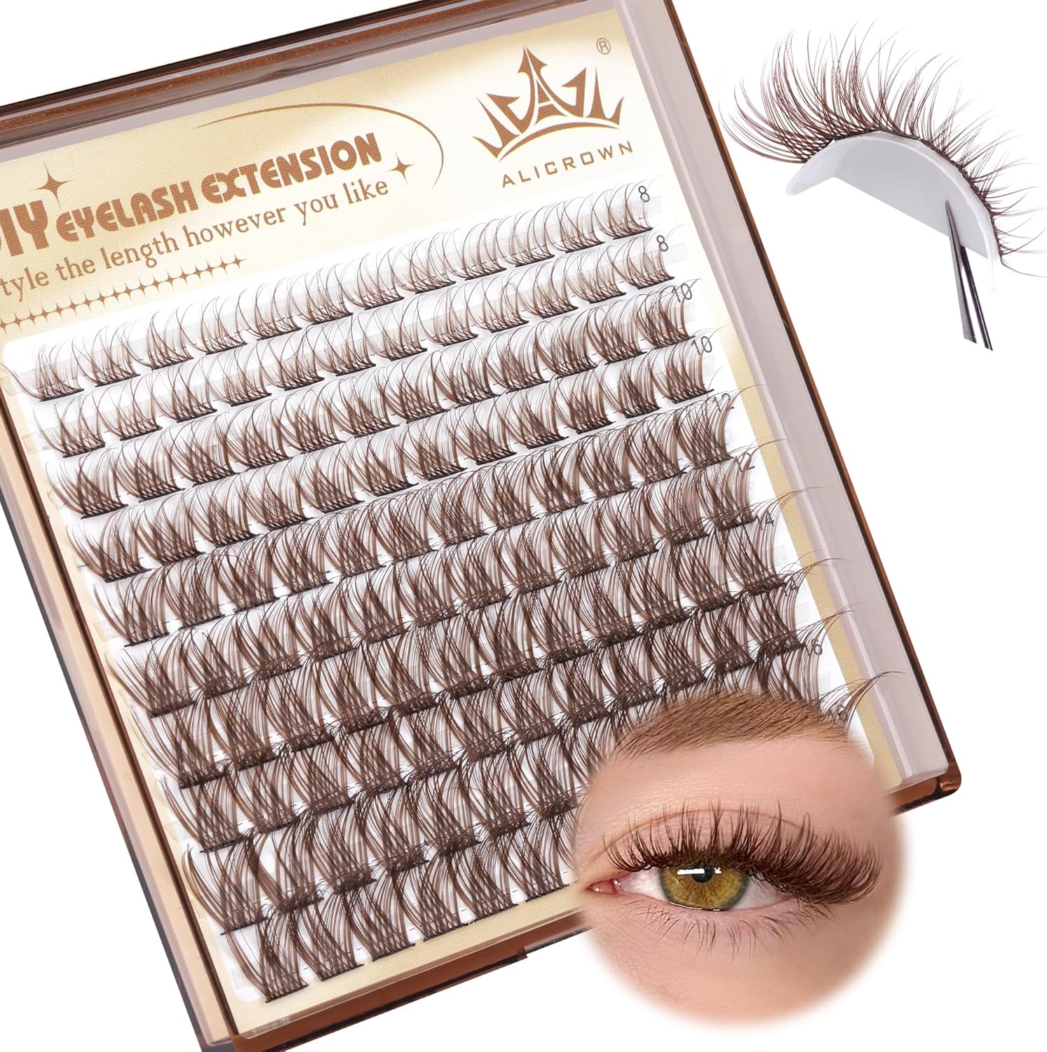 Brown Eyelash Clusters Natural Brown Lash Extensions Wispy Lash ...