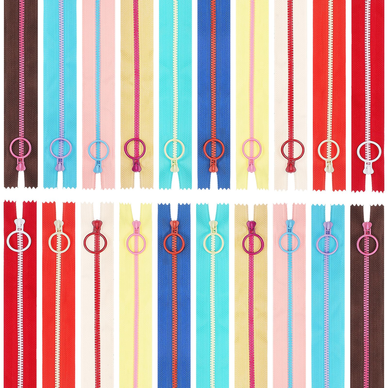 Amazon.com: DIYEAH Colorful Resin Zippers with Ring Pulls 20pcs Sewing ...