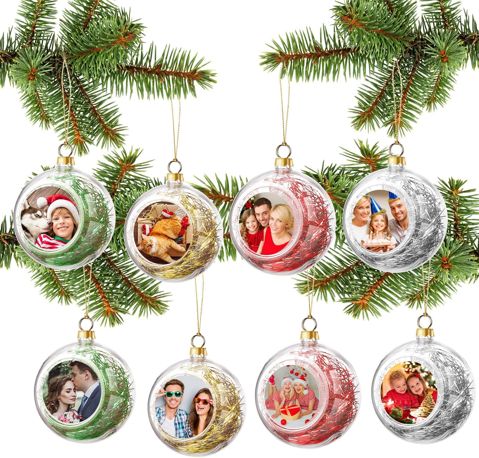 Amazon.com: Vercraft 6 Pcs Christmas Spinning Photo Ornament ...