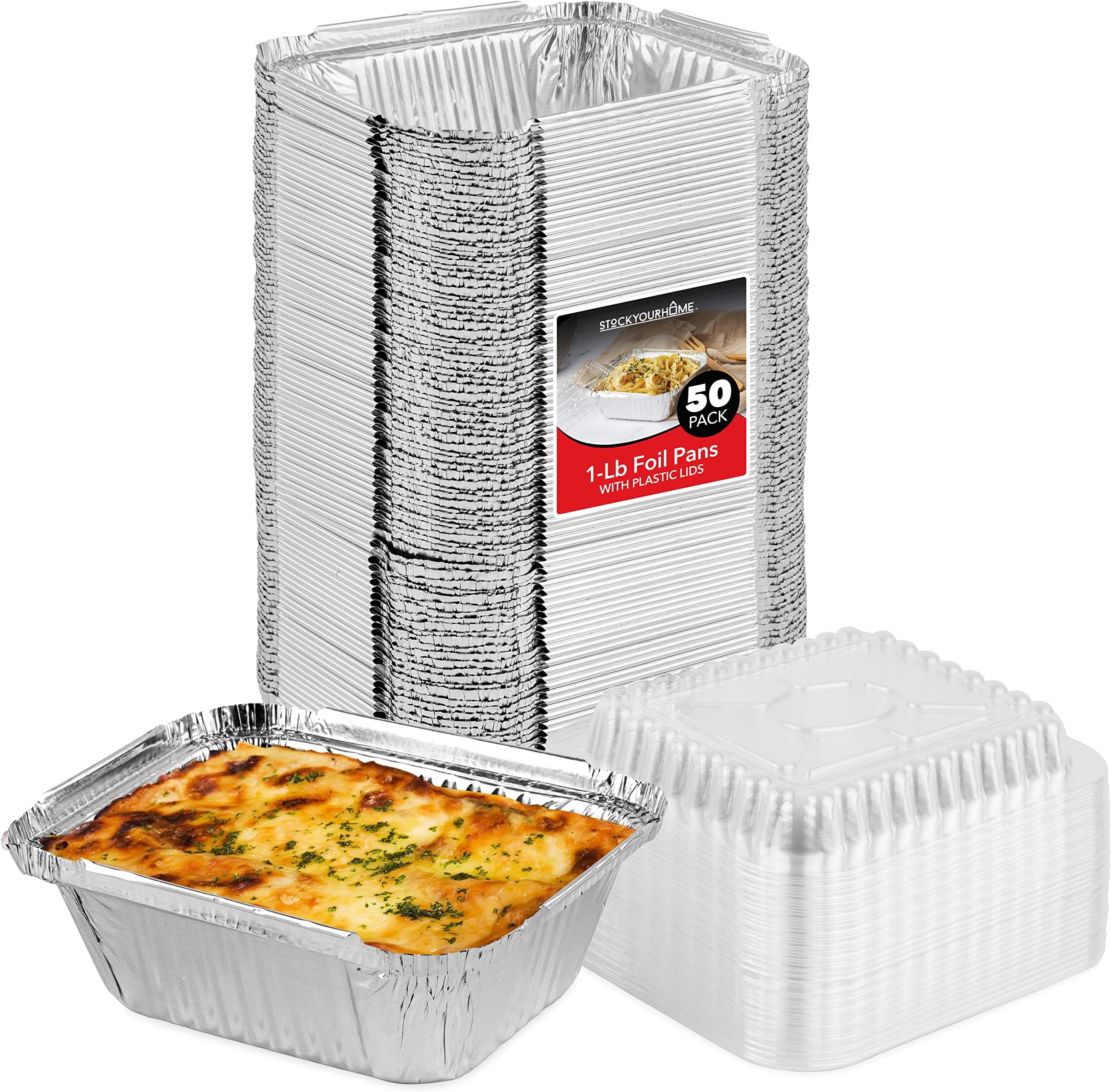 Amazon.com: PLASTICPRO Disposable 1 LB Aluminum Takeout Tin Foil Baking ...