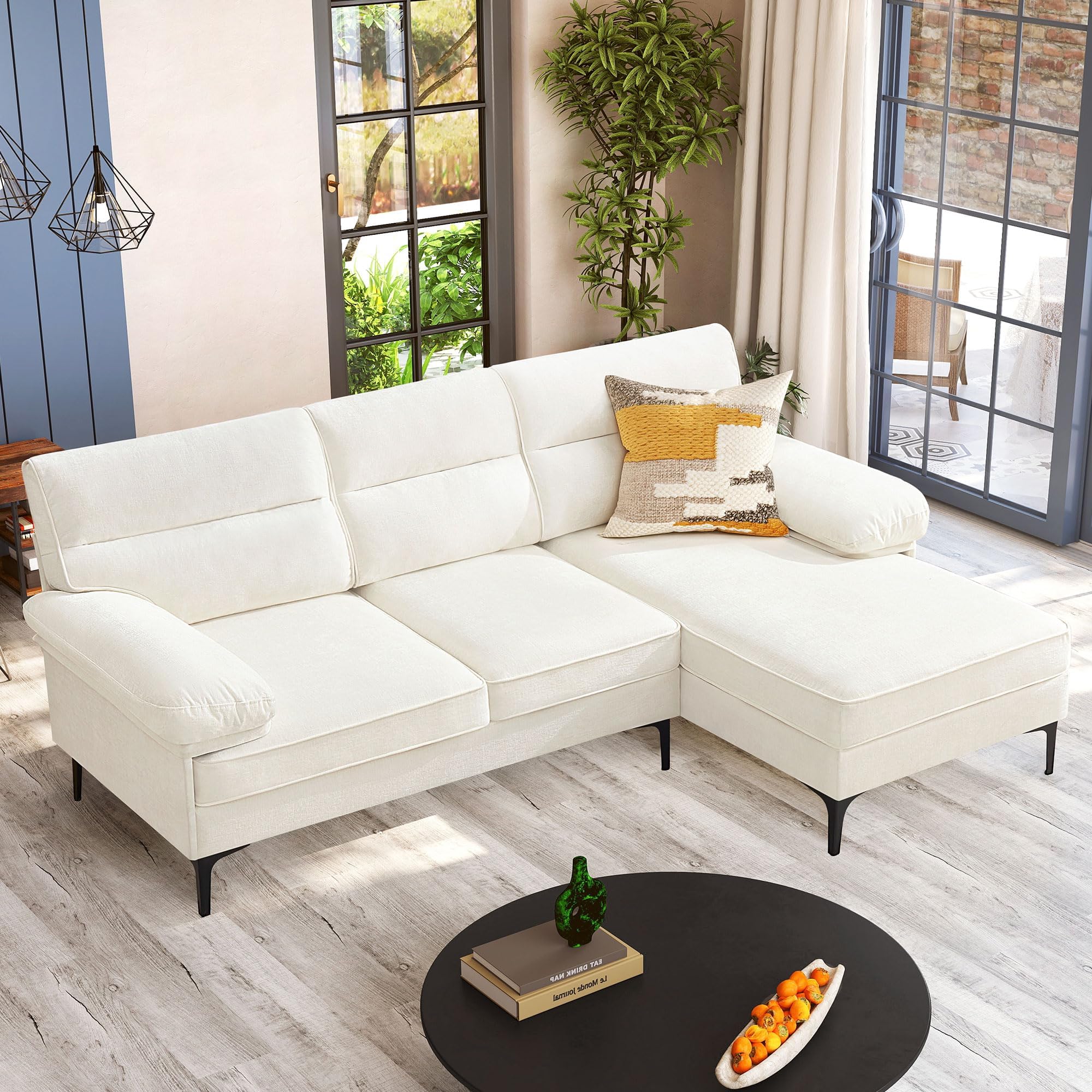 Amazon.com: Belffin Velvet Sectional Couch with Storage, L Shaped Sofa ...