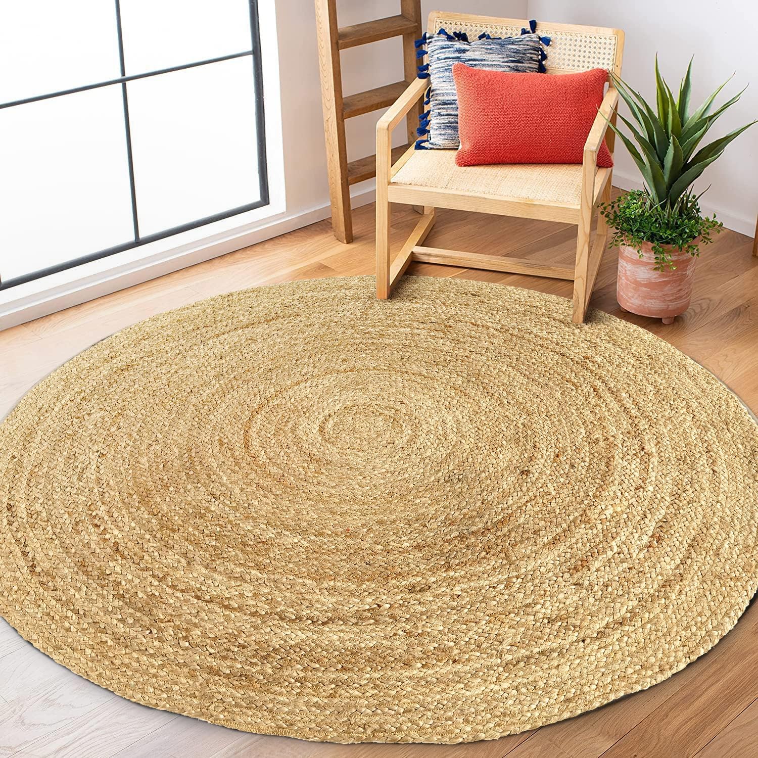 GRUHUM 6'x6' Jute Area Rug - Natural Fiber Round Collection Handmade ...
