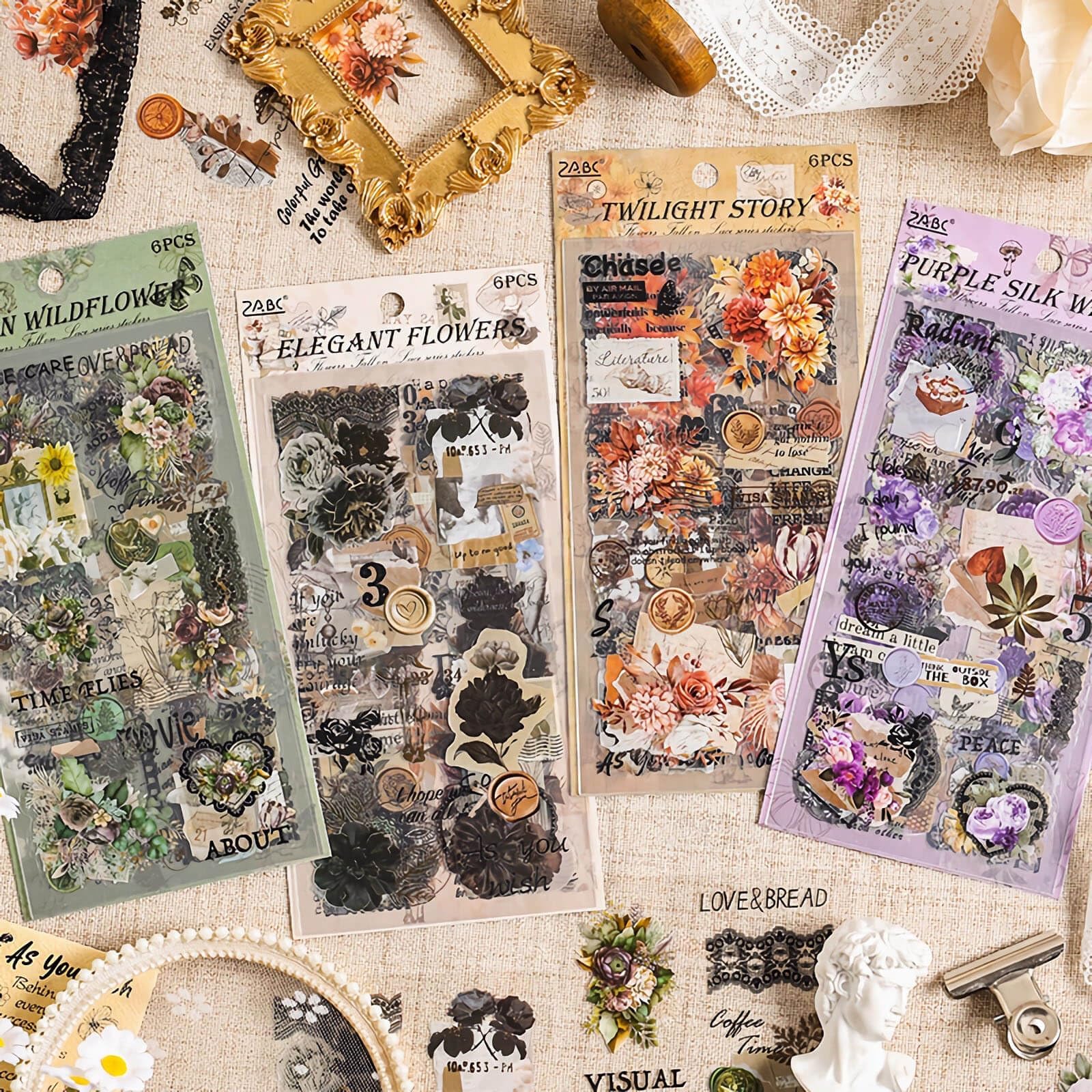 Ptyism 309 Stück/24 Blatt Scrapbooking Sticker，Scrapbook Zubehör丨 ...