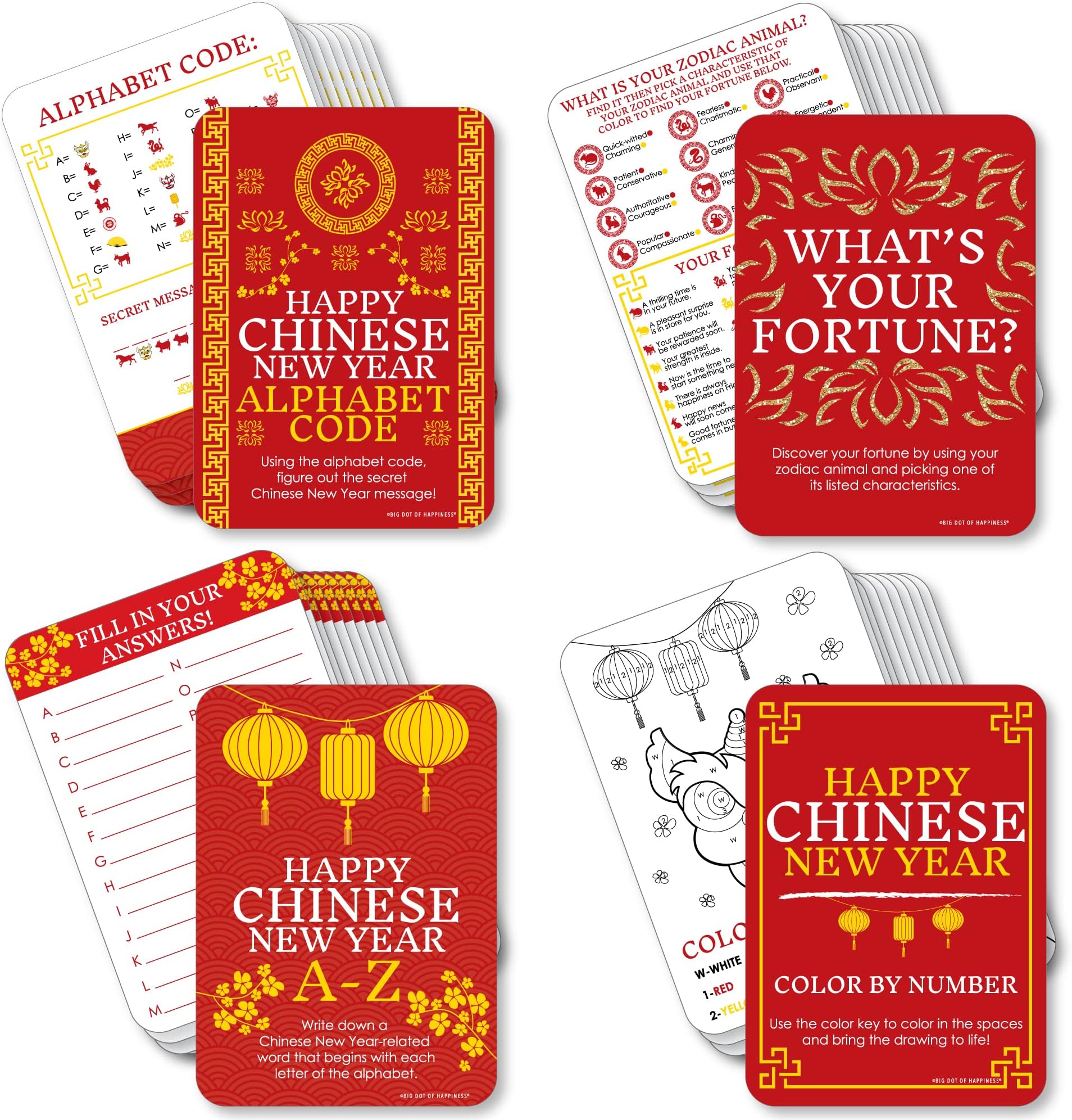 Amazon.com: Big Dot of Happiness Chinese New Year - 4 Lunar New Year ...