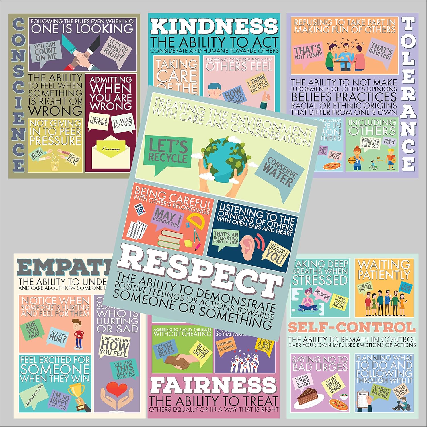 Amazon.com: Character Building Poster Collection – Set of SEVEN 9 x 12 ...