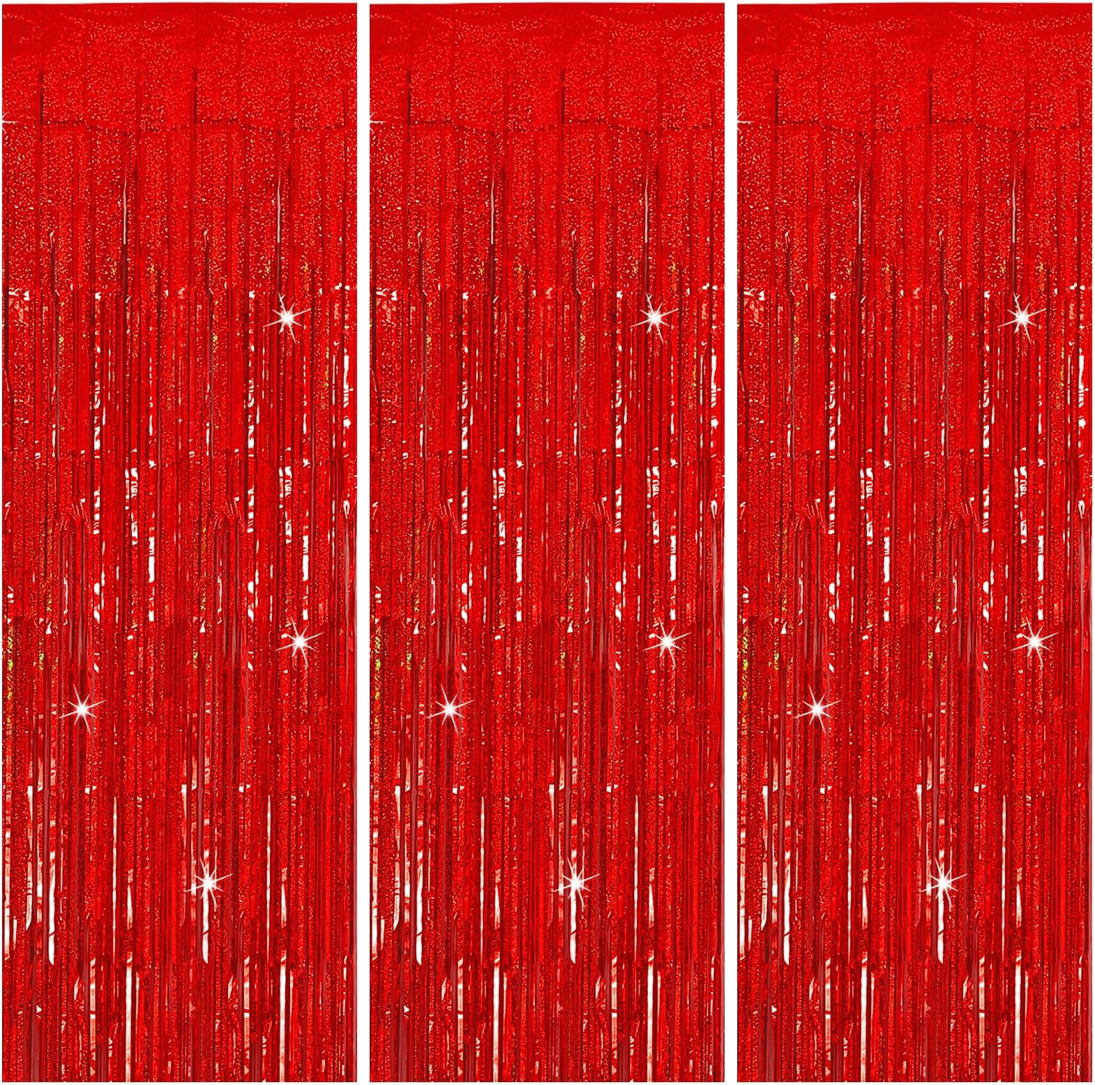 Amazon.com : 3 Pack Red Streamers Party Backdrop Christmas Decorations ...