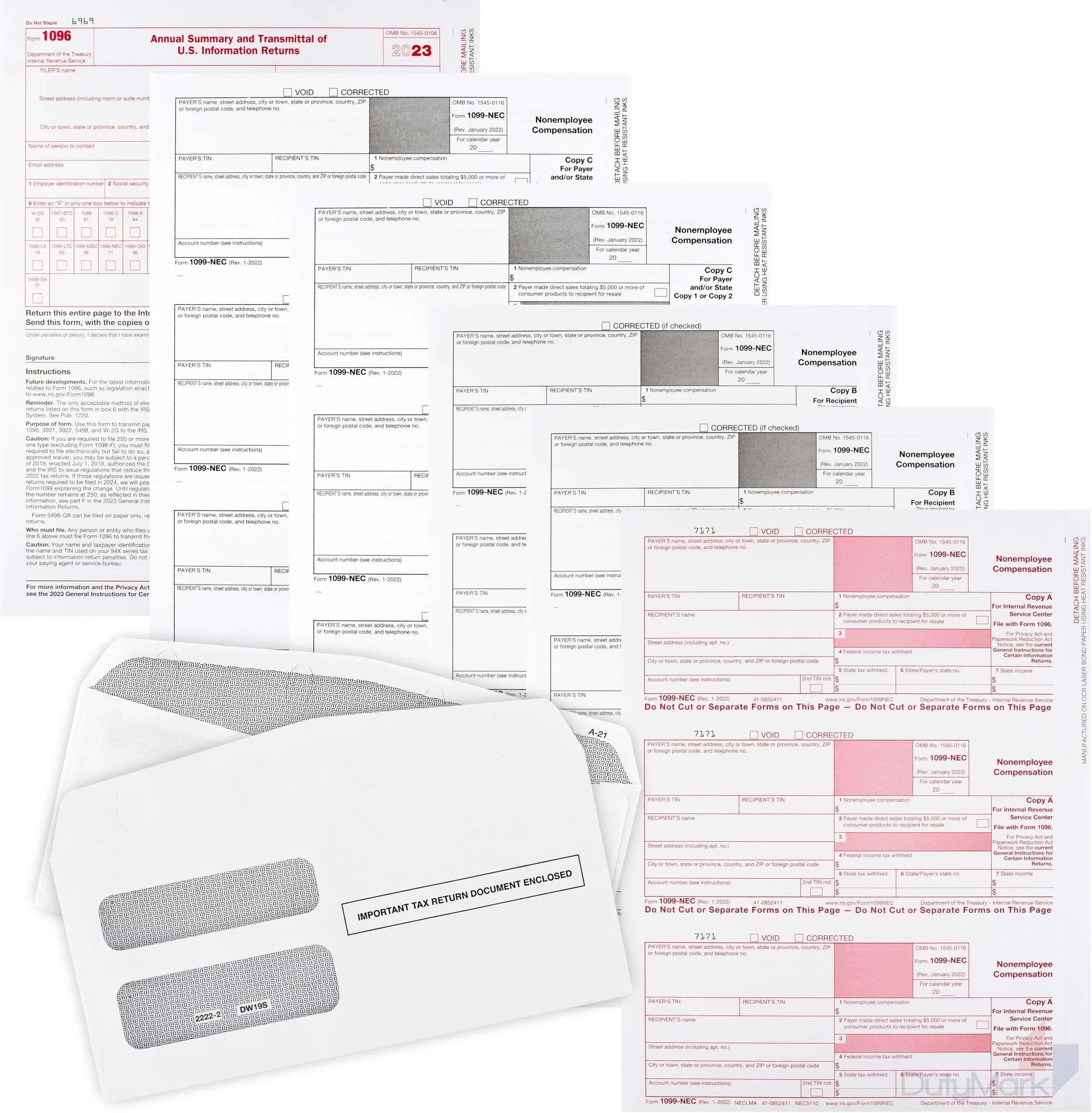 Amazon.com : 1099 NEC Forms 2023, 50 Pack 4 Part Laser Tax Forms Kit ...