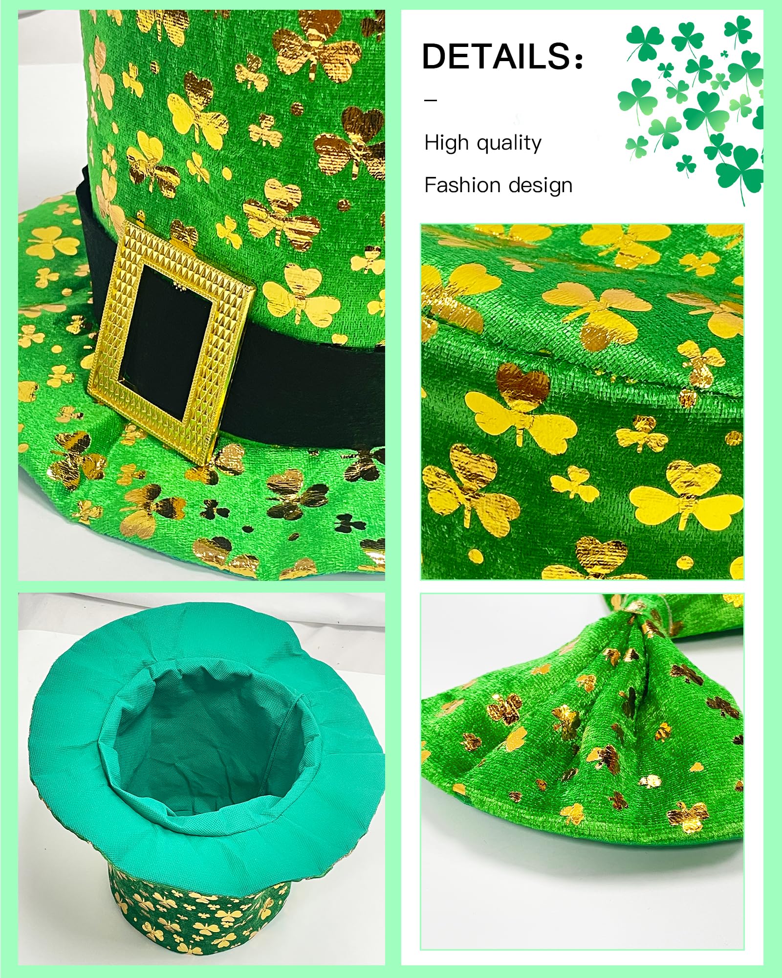 Snapklik.com : St. Patricks Day Shamrock Top Hat And Bow Tie Set Green ...