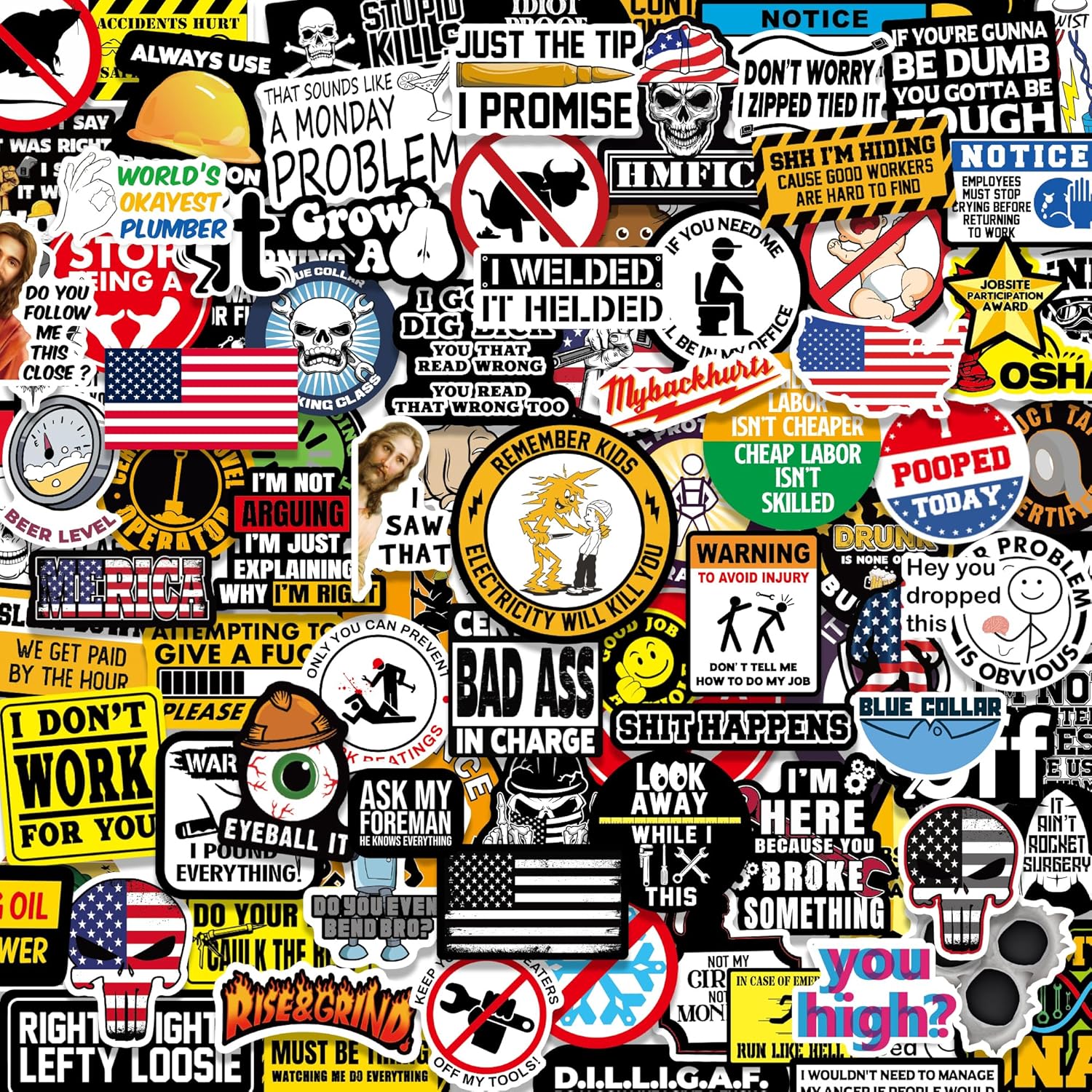 Amazon.com: 150 PCS Funny Hard Hat Stickers for Adults, Tool Box ...