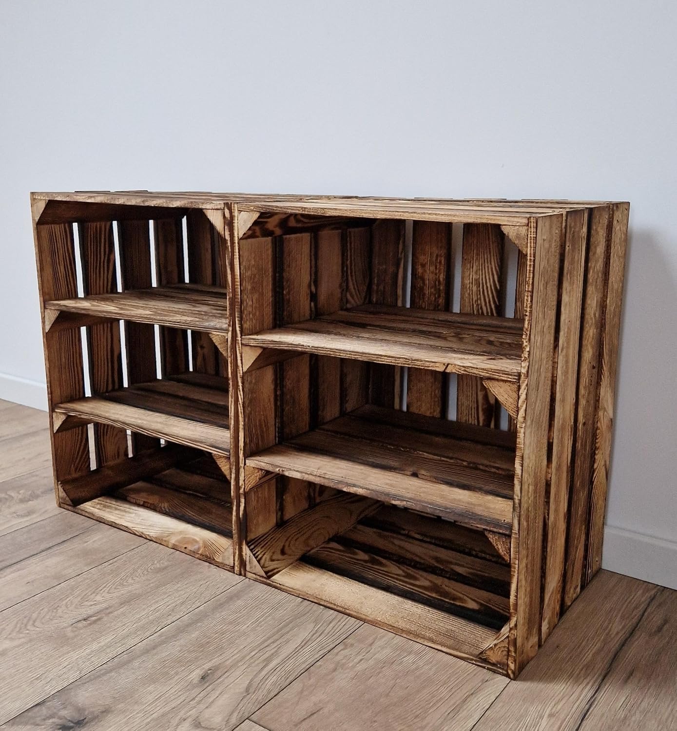 PYXIDAS Wooden Crates With Shelf, Rustic Boxes For Storage, Home Decor ...