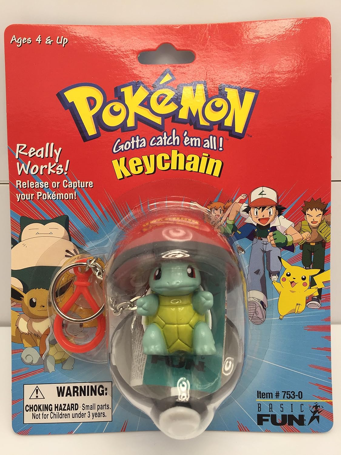 Amazon.com: Basic Fun Pokemon Pokeball Keychain Capture and Release ...