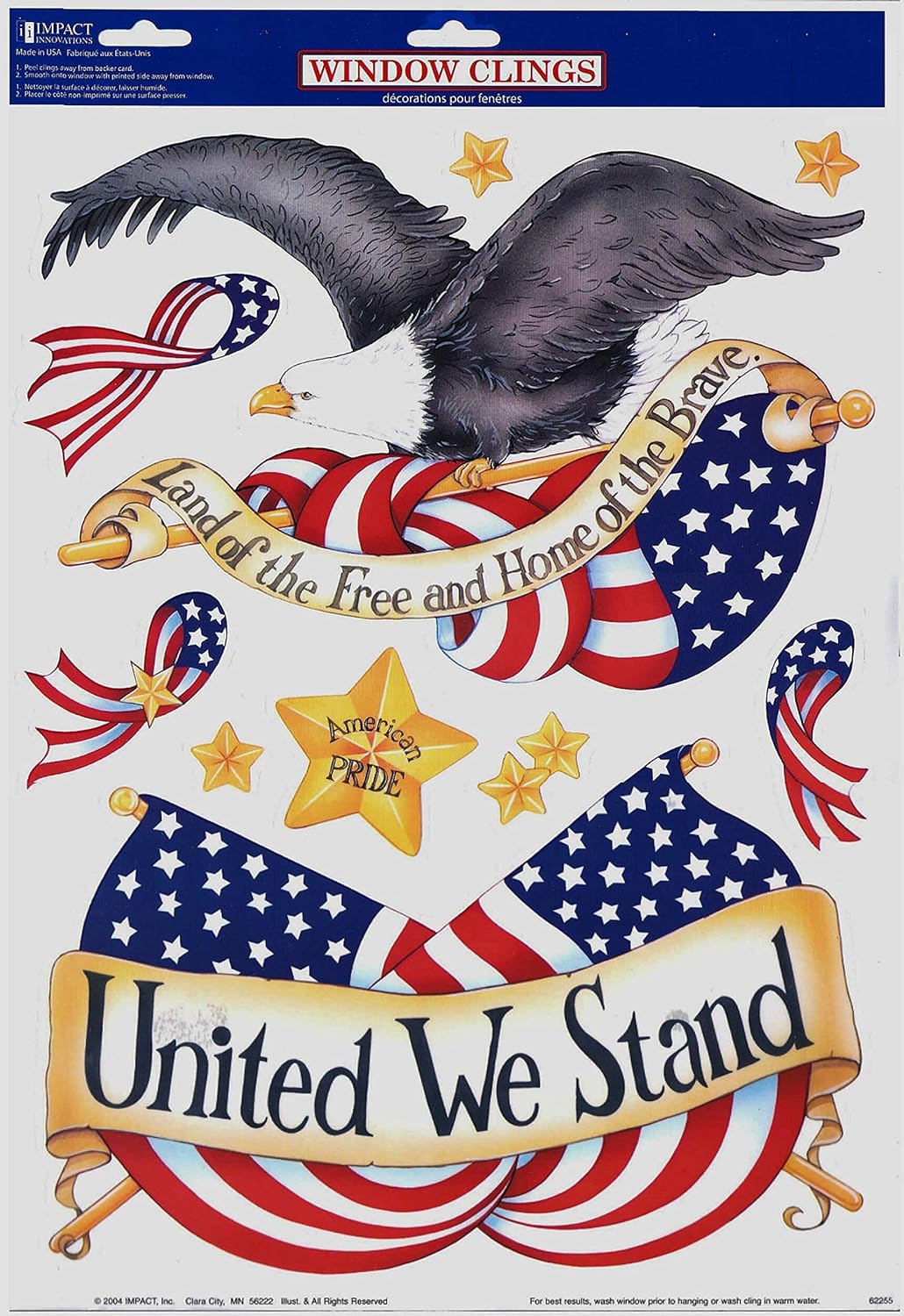 Amazon.com: Patriotic Window Clings American Flags: Childrens Window ...