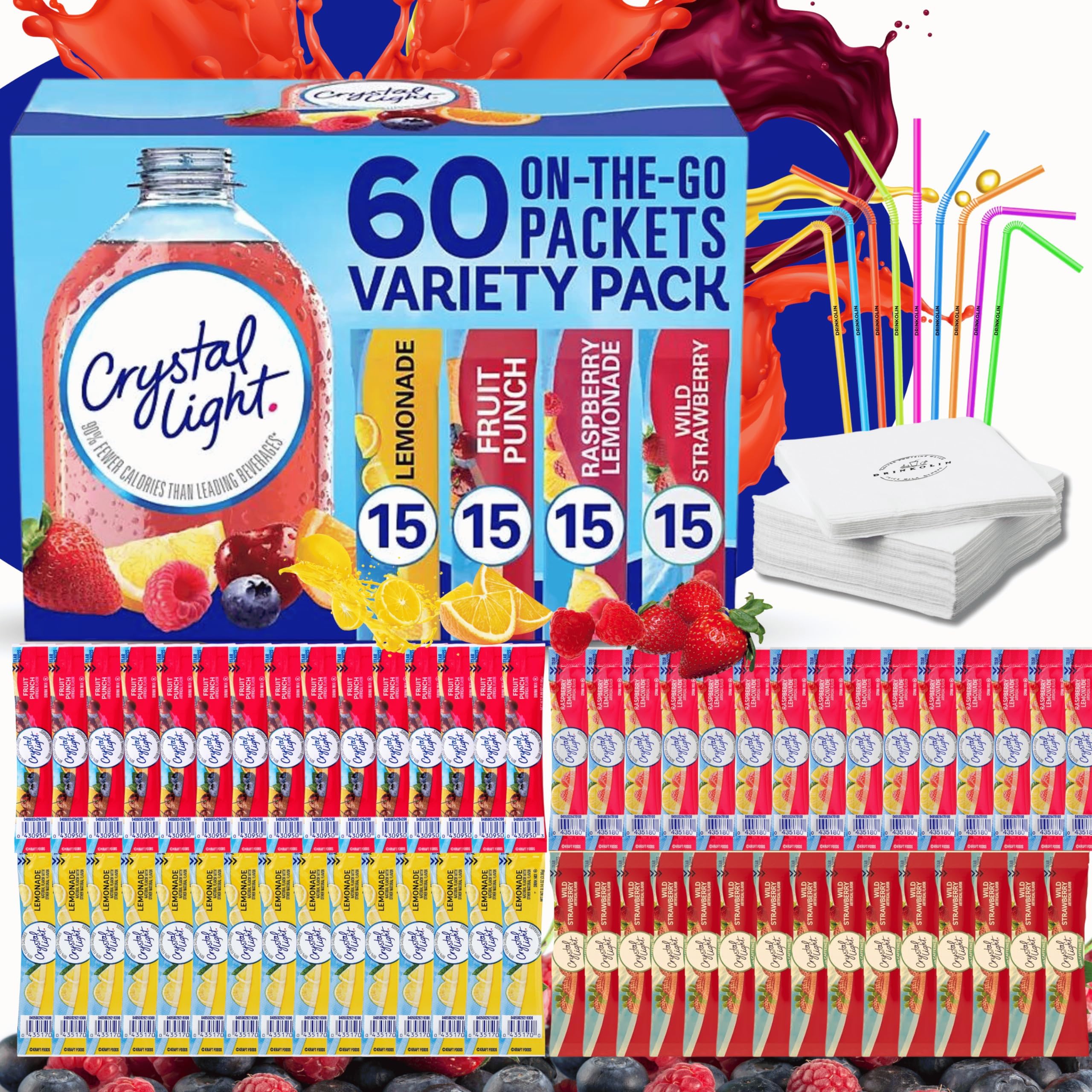 Amazon.com : Crystal Light Packets Variety Pack 60 Flavored Drink Mix ...