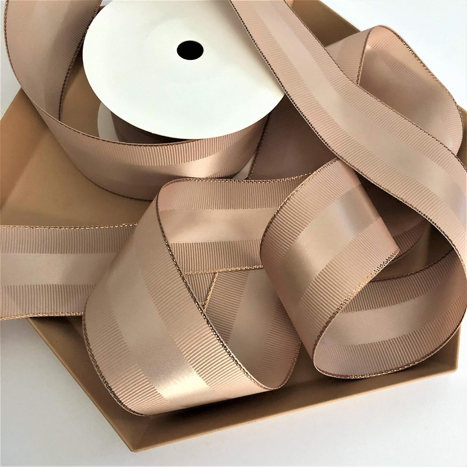 Amazon.com: Tan and Rose Gold Grosgrain Ribbon 1 1/2 inch, 30 Yards ...
