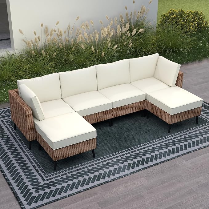 Amazon.com: Real Relax Outdoor Sectional Sofa, 6 Piece Patio Furniture ...