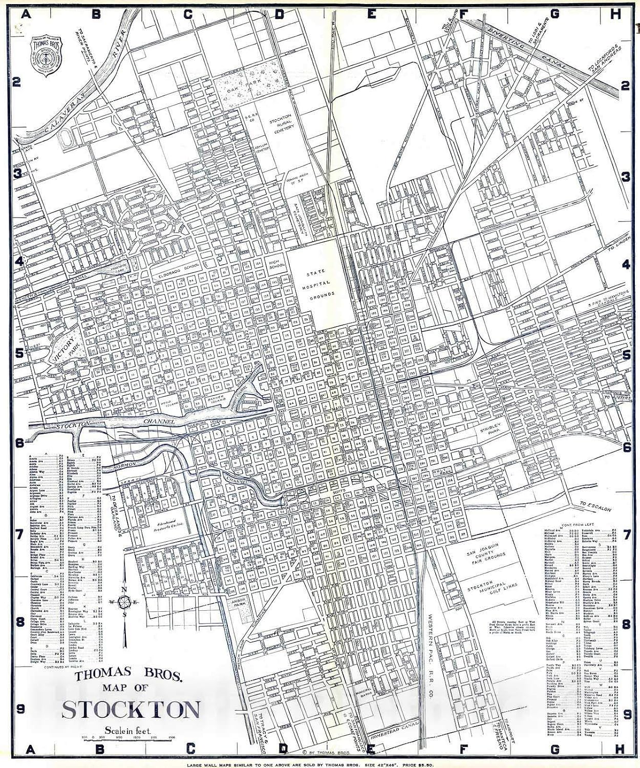 Amazon.com: Historic Map : 1938 Thomas Bros. Map of Stockton ...