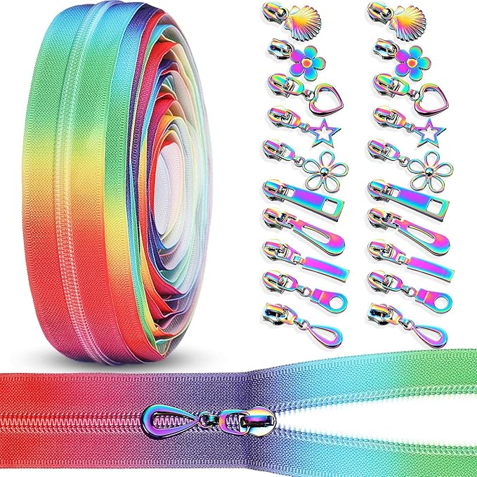 Amazon.com: Zeyune #5 Rainbow Zipper Tape by The Yard 10 Yards Rainbow ...