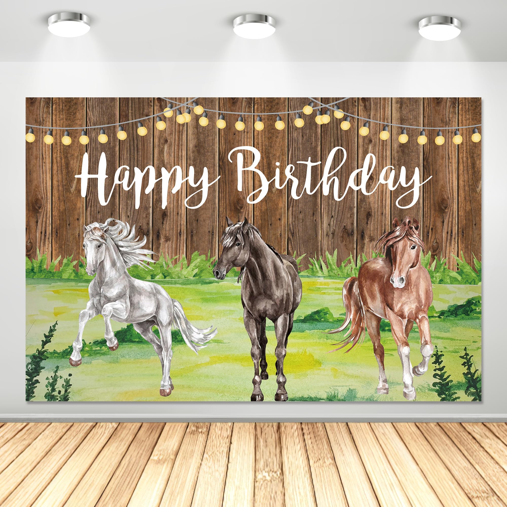 Amazon.com : HYOWCHI Pink Girl Horse Birthday Party Backdrop, 5x3ft ...