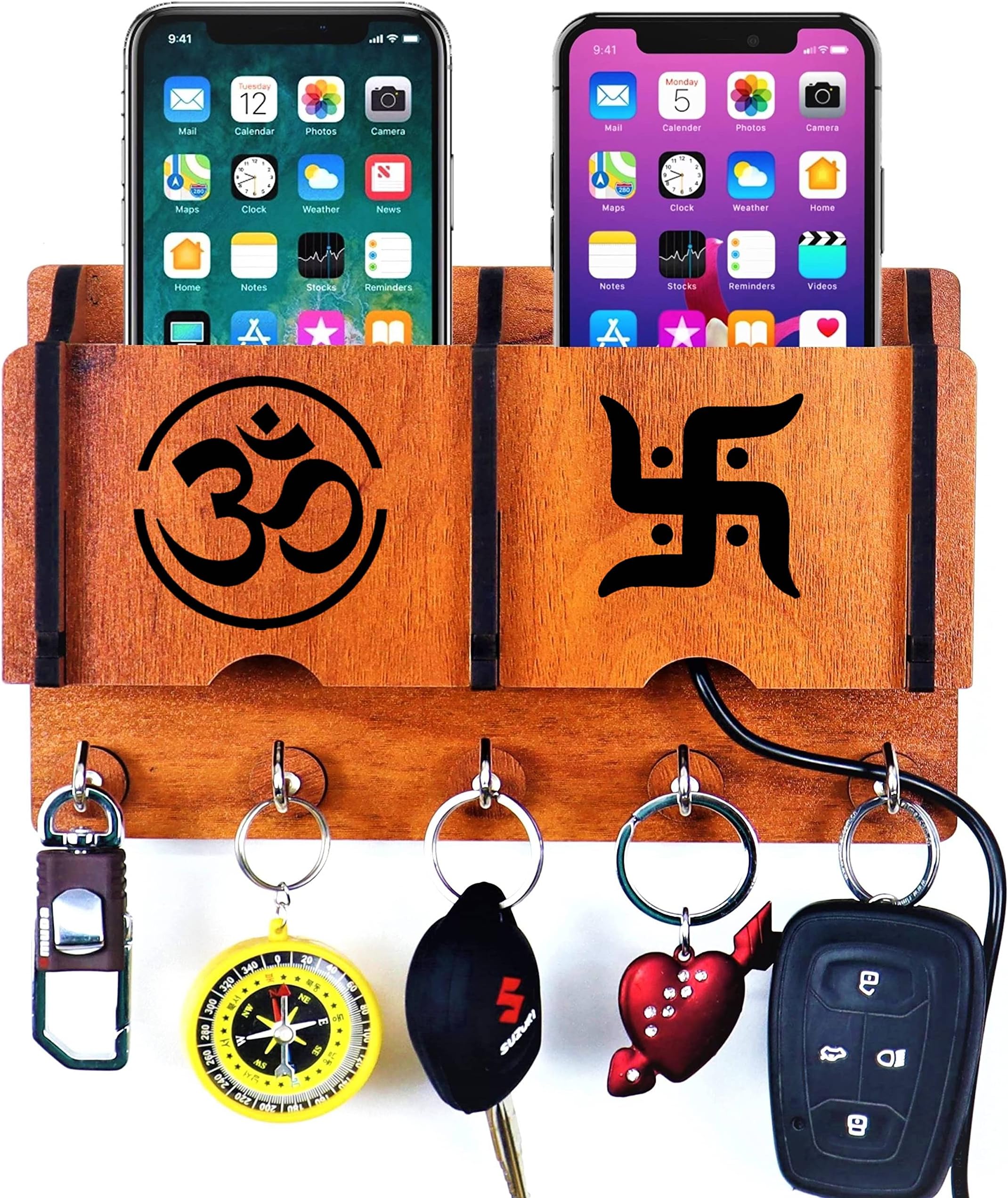 APS ART PLUS STORE Om Swastik Mobile Storage Key Holder for Wall Decor ...