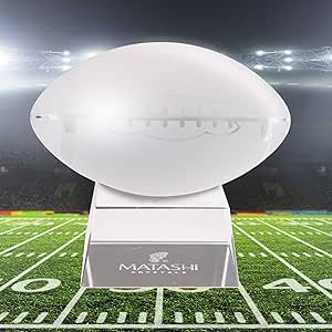Amazon.com: Matashi Crystal Paperweight for Desk with Etched Football ...