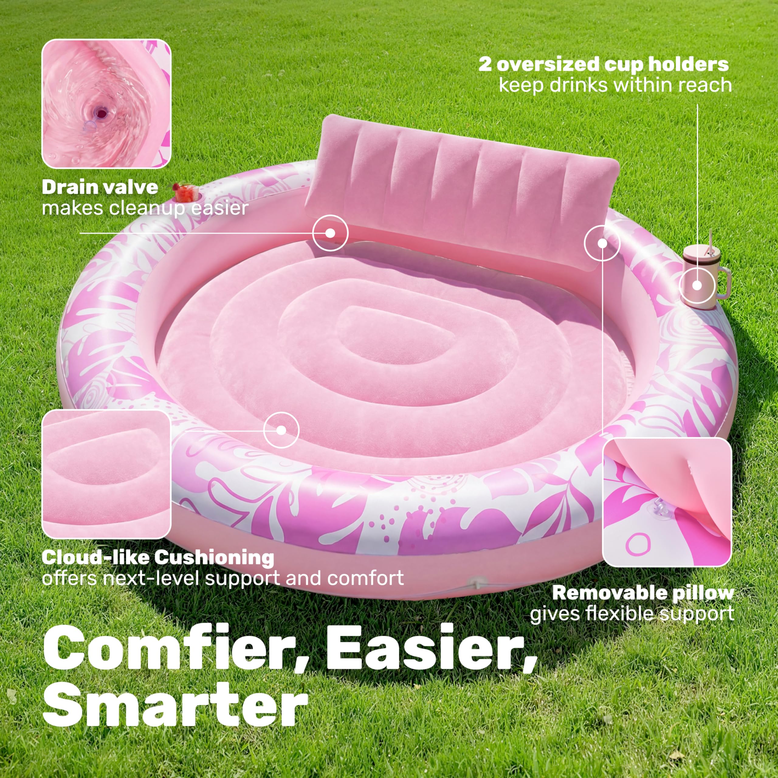 Snapklik.com : SLOOSH Inflatable Tanning Pool Lounger Float, 72" X 56 ...