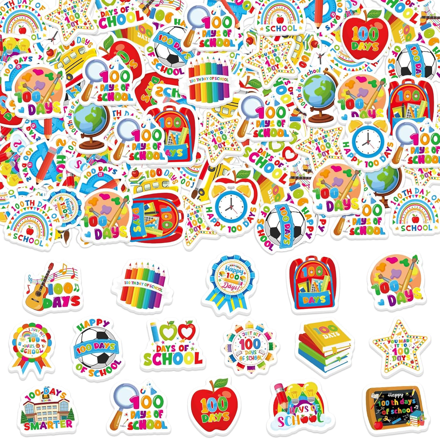 Amazon.com: 300Pcs 100 Day of School Foam Stickers, Cute School 100 ...