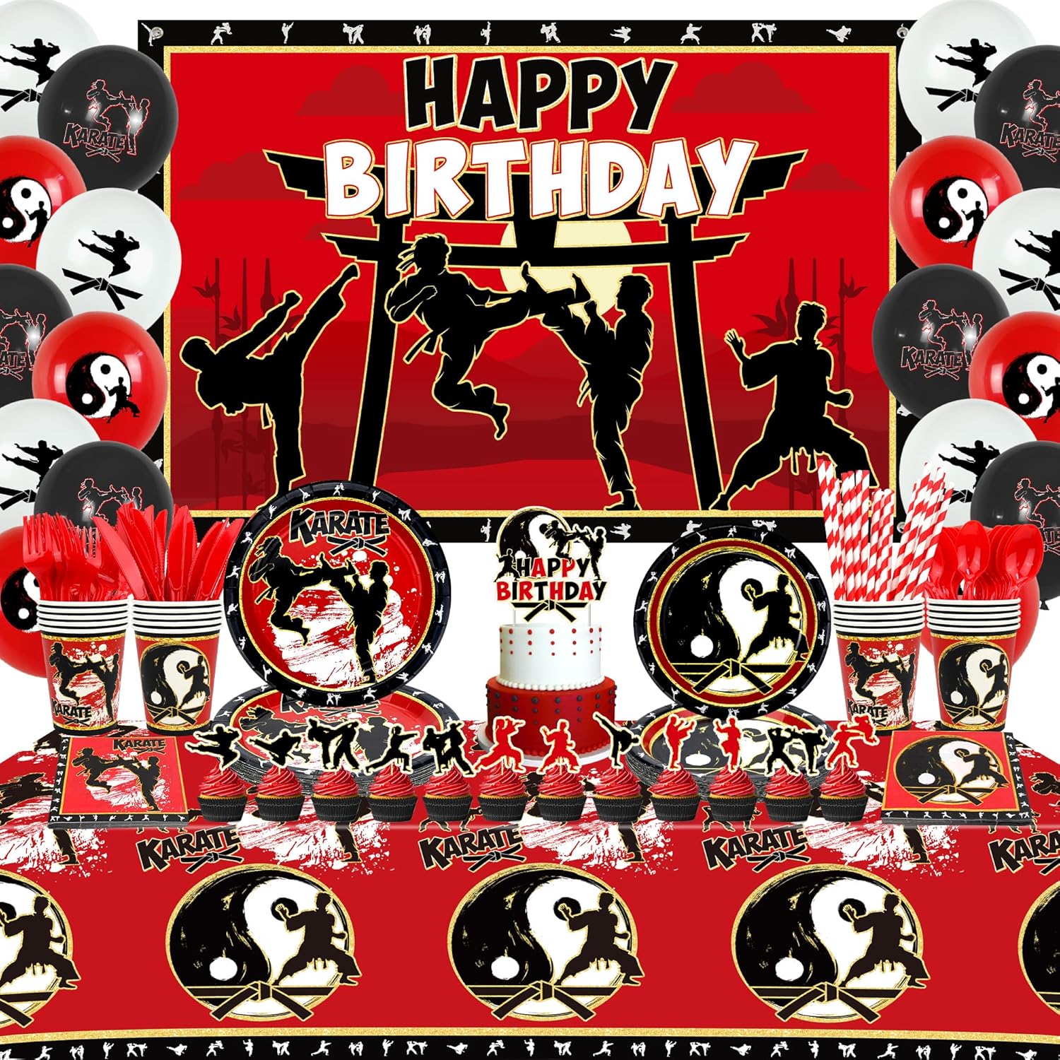 Amazon.com: Obussgar Karate Birthday Party Decorations - Karate Party ...