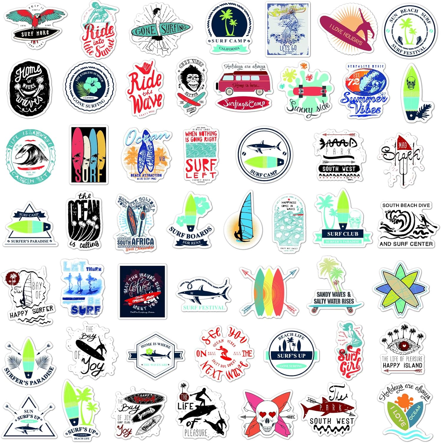 Surfing Sports Stickers Pack Beach Stickers Surf VSCO Theme Decals 52 ...
