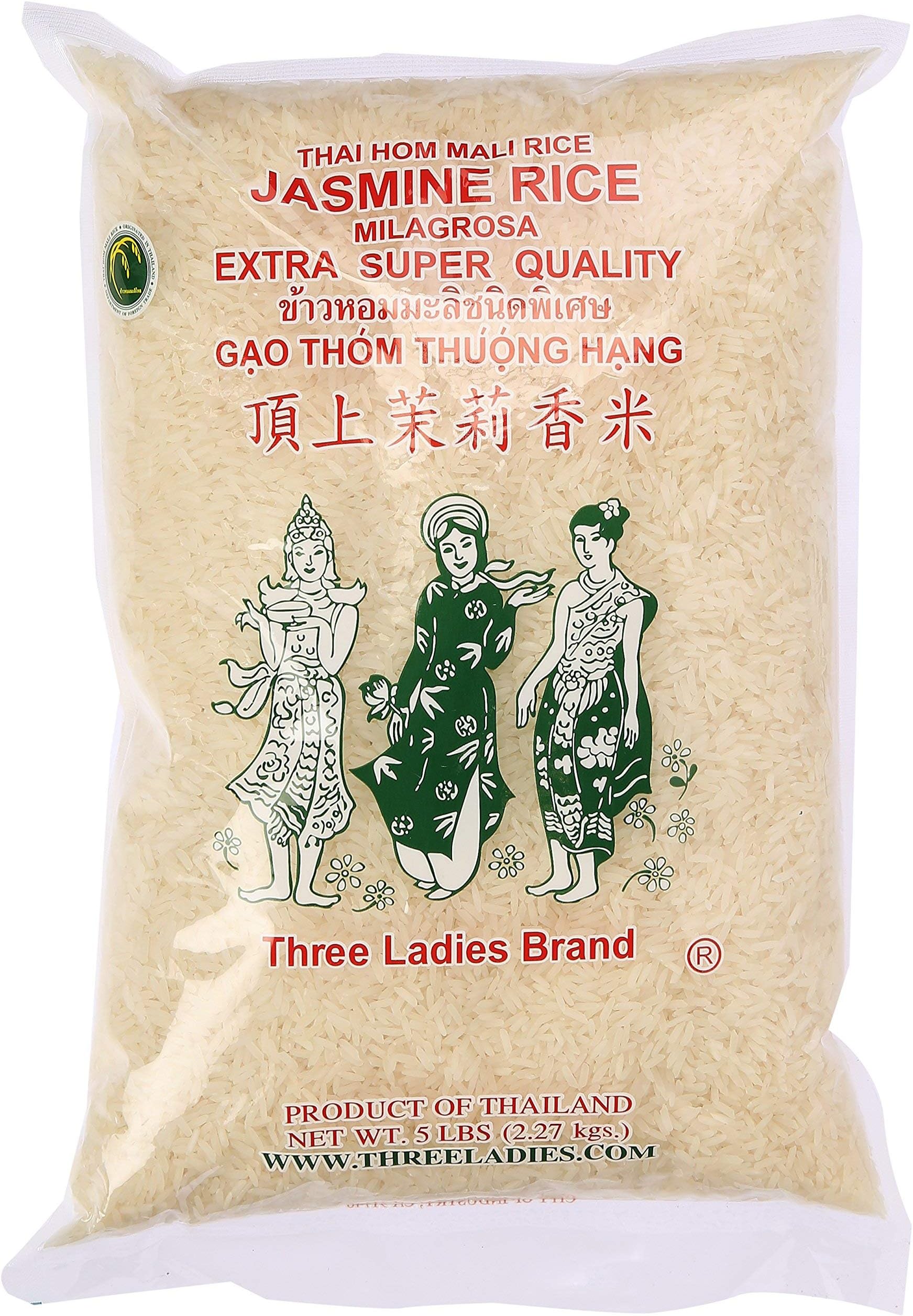 Amazon.com : Three Ladies Jasmine Rice Long Grain 5 lbs (011109 ...