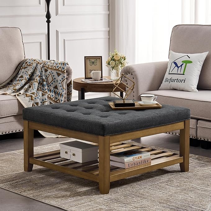 Amazon.com: Befurtori Upholstered Ottoman Coffee Table for Living Room ...