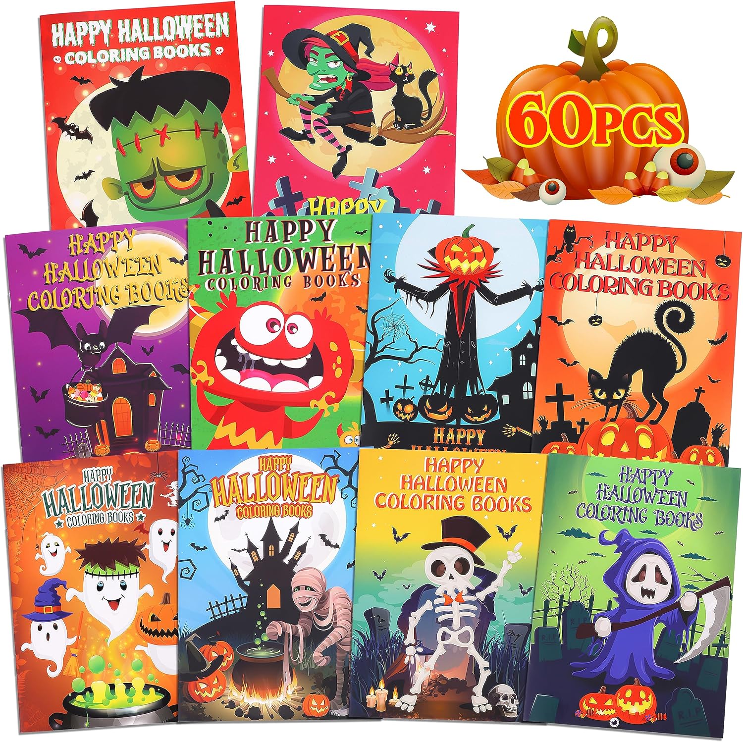 Amazon.com: Geefuun 60PCS Halloween Coloring Books Bulk for Kids ...
