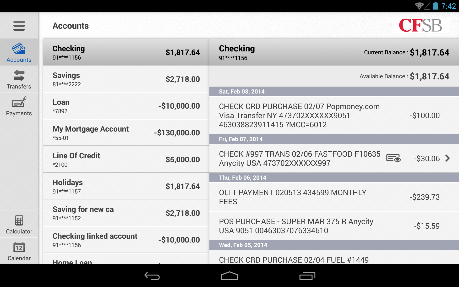 CFSB Online Banking Tablet - App on Amazon Appstore