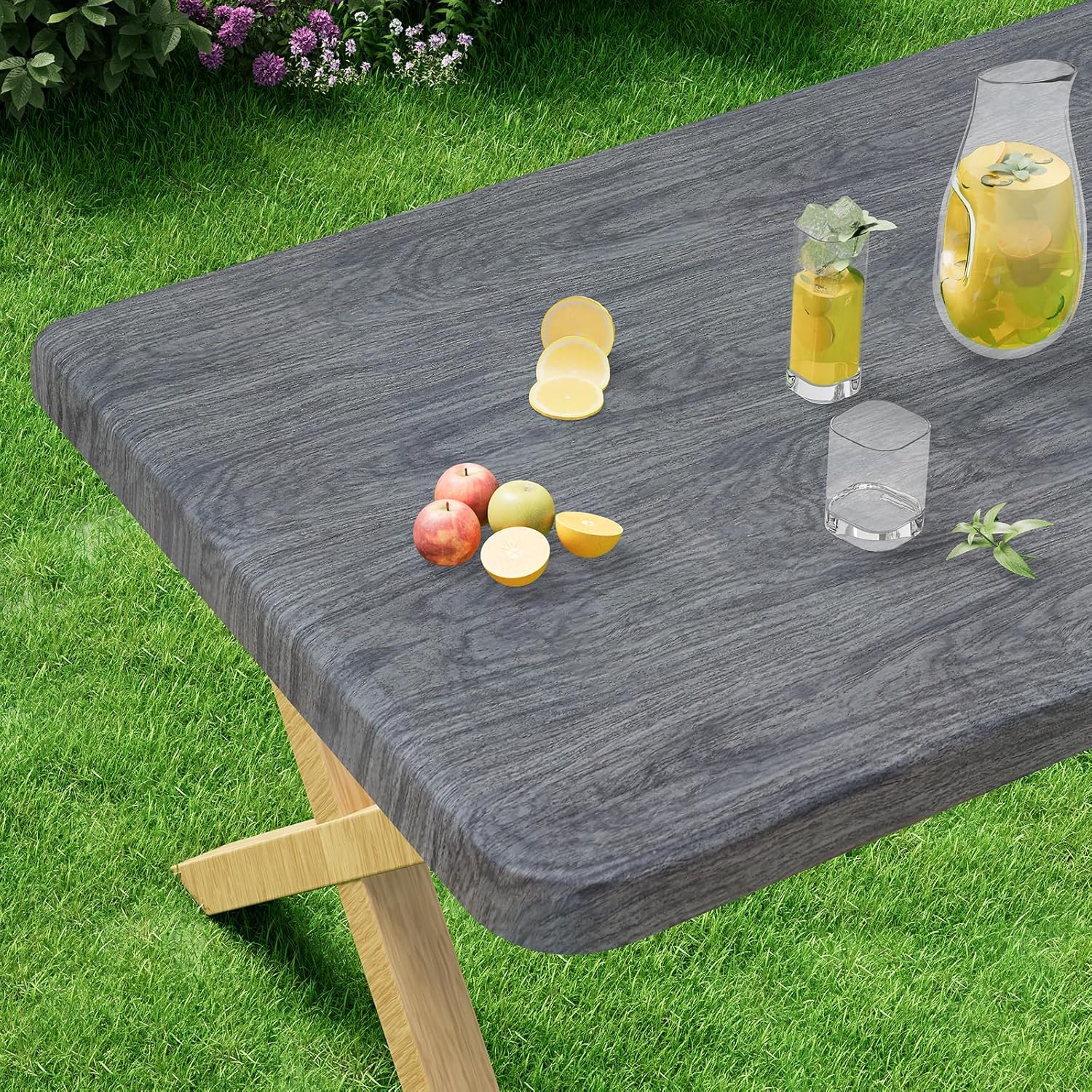 Amazon.com: misaya Rectangle Vinyl Tablecloth, Fitted Table Cover ...