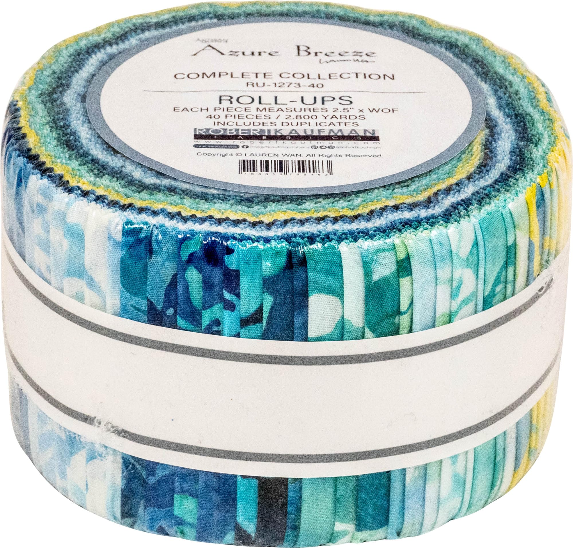 Amazon.com: Lauren Wan Artisan Batiks Azure Breeze Roll Up 40 2.5-inch ...