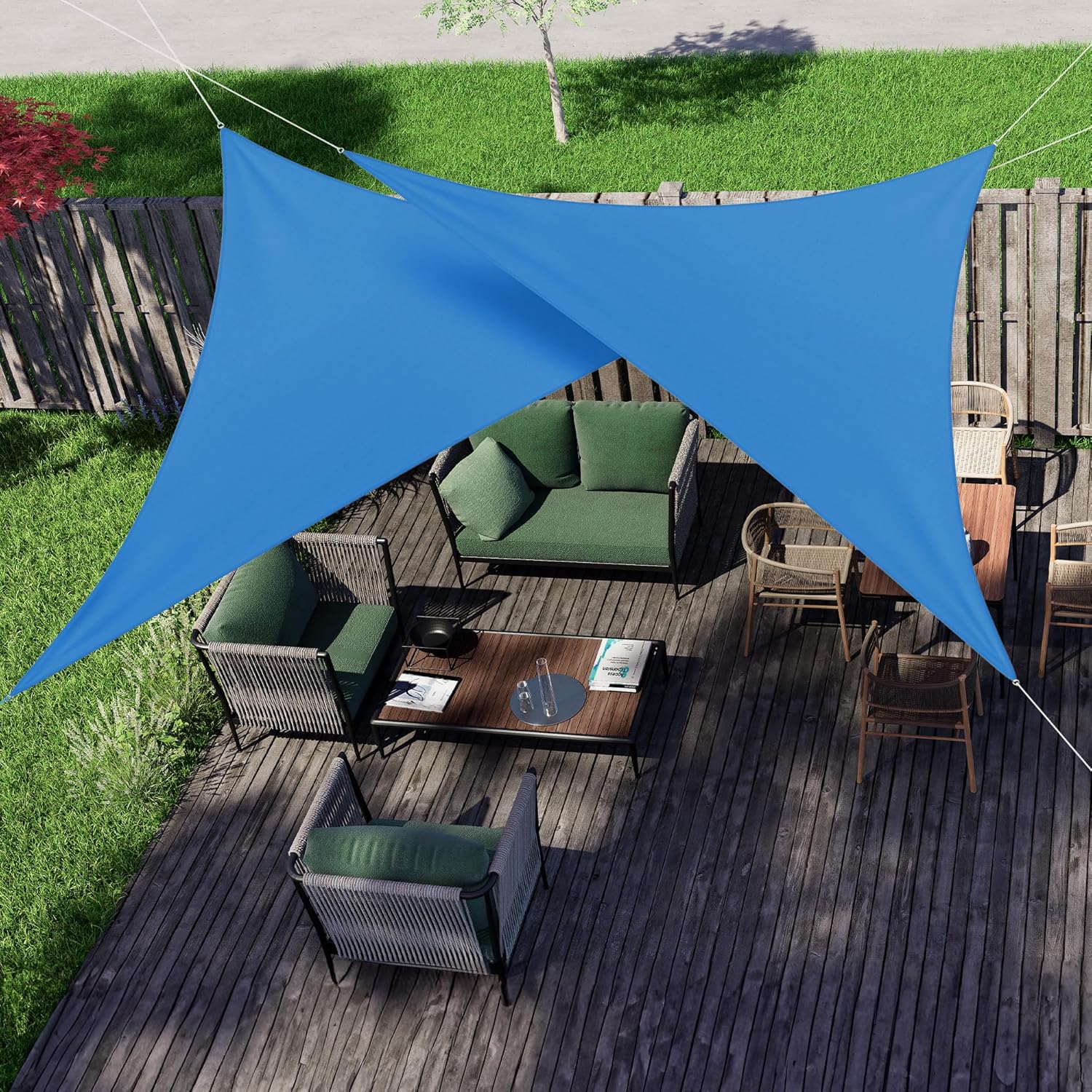 jarolift Triangle Rectangular Sun Shade Sail, Water Repellent, Sun ...