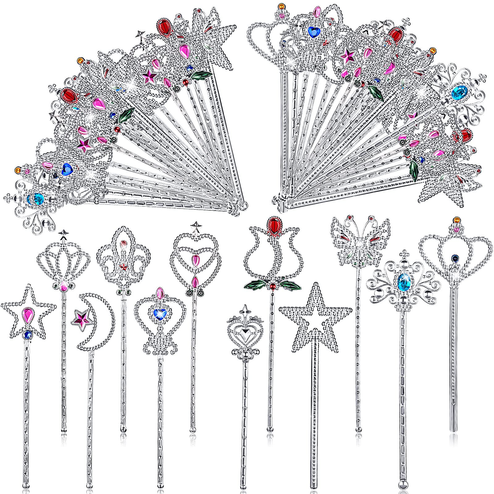 Amazon.com: 48 Pcs Princess Wand Plastic Scepter with Rhinestones ...