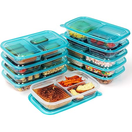 Premium 3 Compartment BPA Free Meal Prep Containers. Reusable Plastic ...