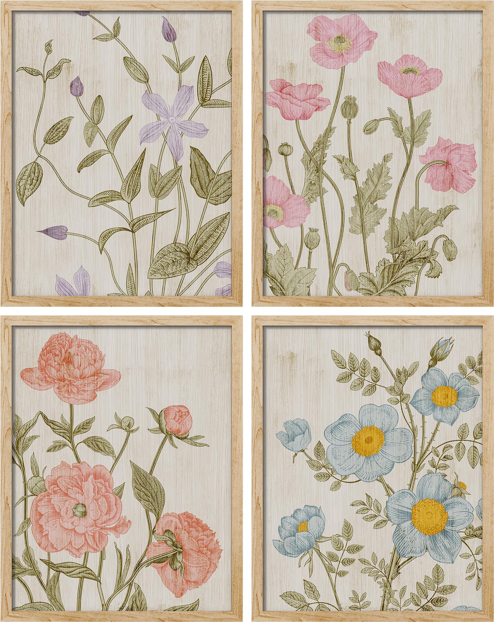 Amazon.com: SIGNWIN Framed Poster Wildflowers Floral Botanical Print ...