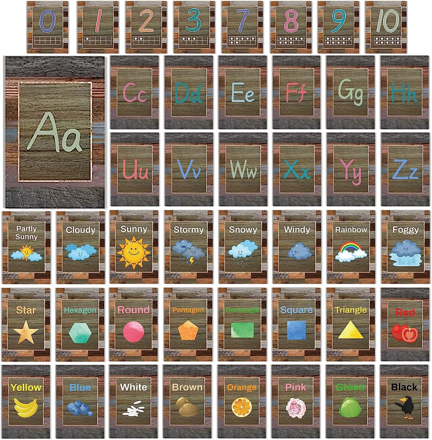 Buy 67pcs Back to School Alphabet and Number Bulletin Board Set Rustic ...