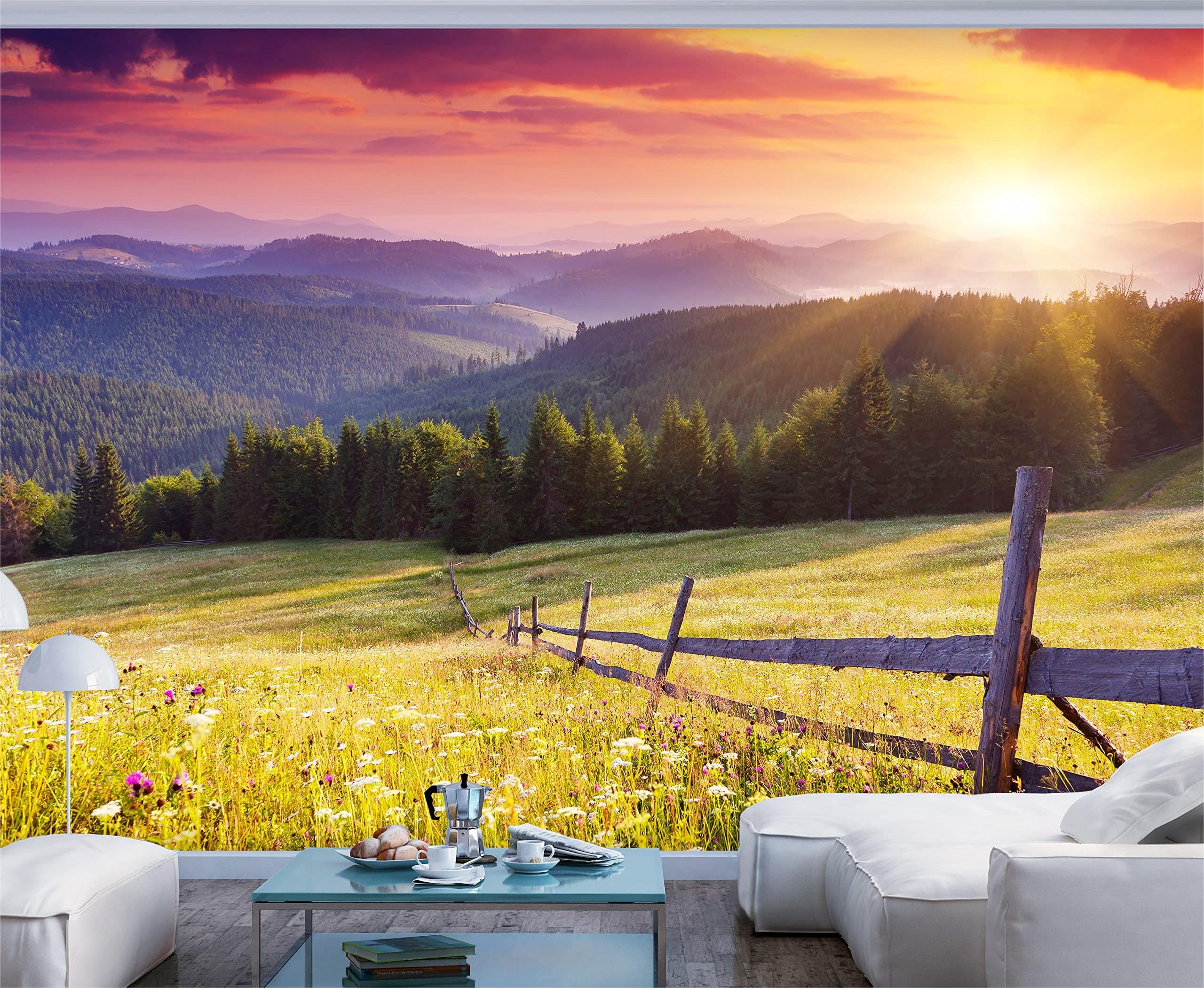 Panoramic Farmland Wallpaper Summer Wheat Field Panorama Countryside,