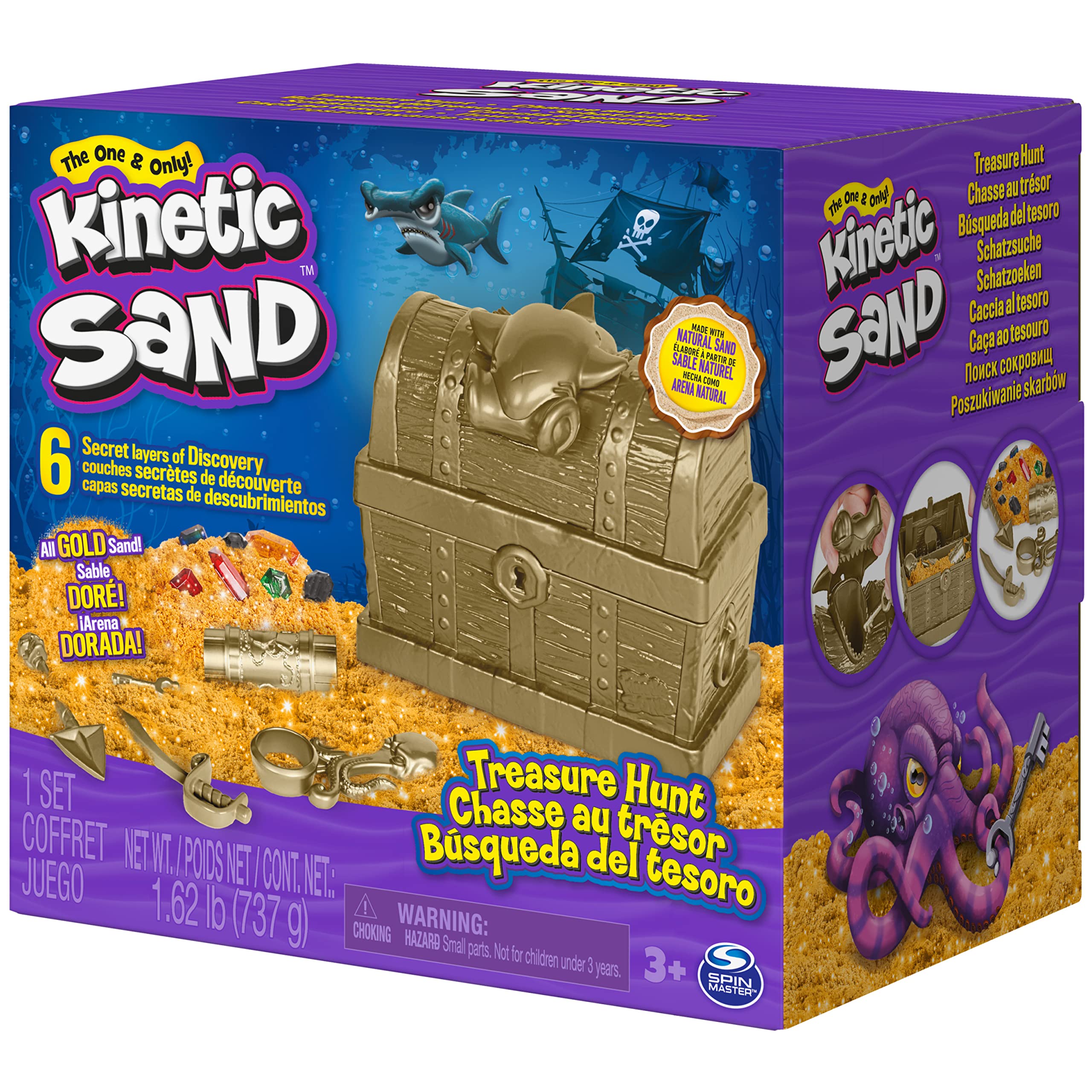 Kinetic Sand, Amazon Exclusive Treasure Hunt Playset with 14 Surprise ...
