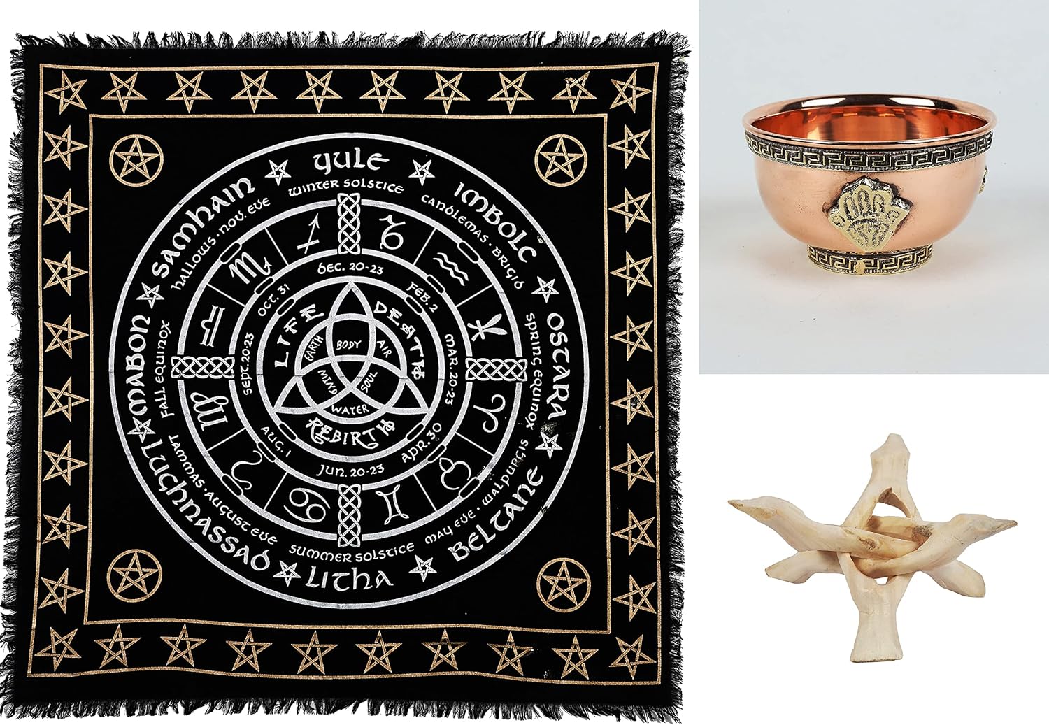 Amazon.com: Indian Consigners Witchcraft Pagan Wheel Copper Bowl Tripod ...