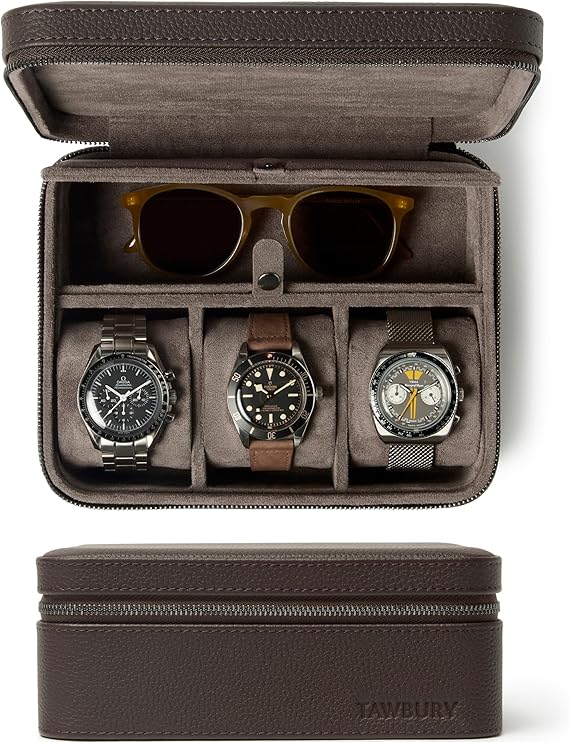 Amazon.com: TAWBURY 3 Watch Case with Storage Compartment – Top-Grain ...