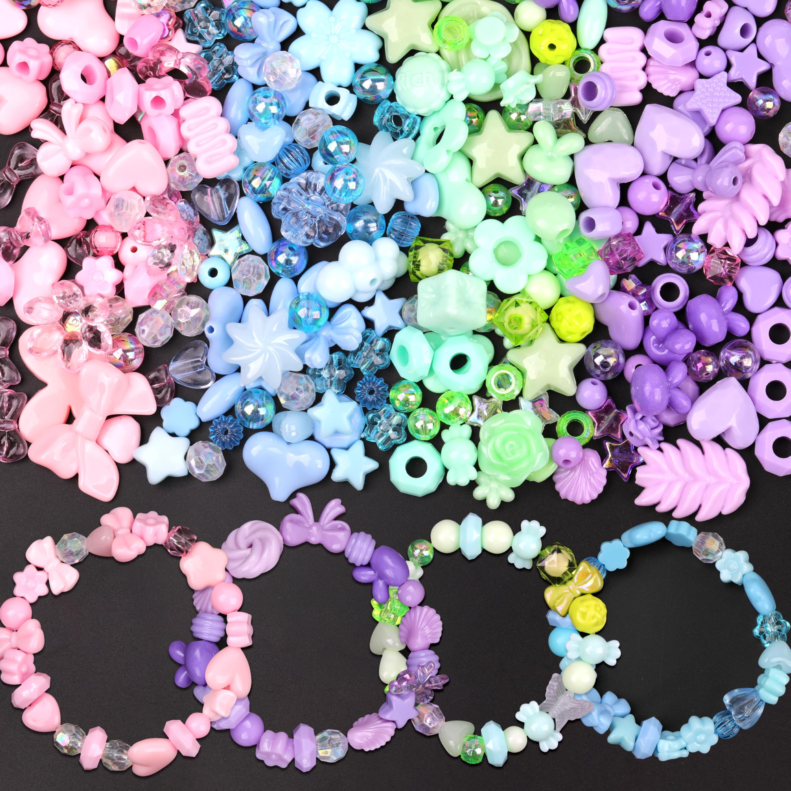 Snapklik.com : Assorted Acrylic Beads For Bracelet Making 200-240 Pcs ...