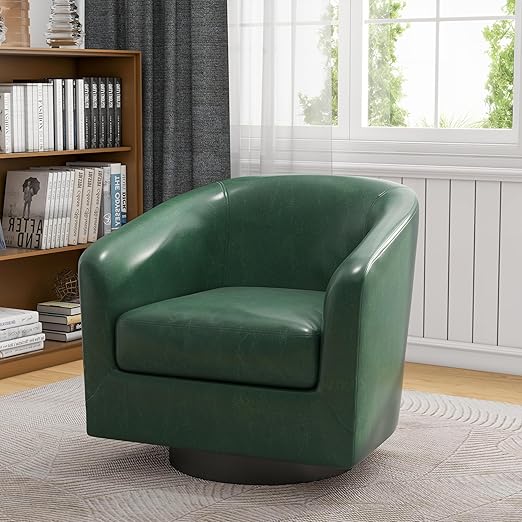 Amazon.com: UIXE 360° Swivel Barrel Accent Chair Armchair, Faux Leather ...