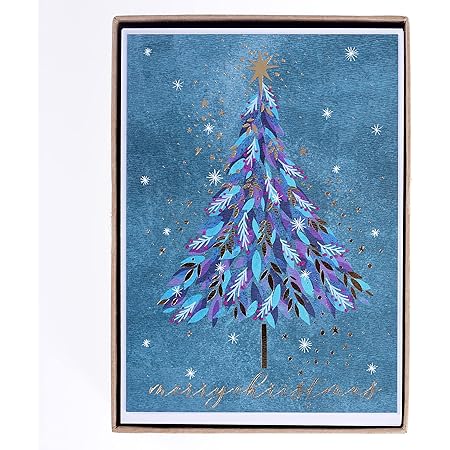 Amazon.com : Graphique Gold and Purple Tree Holiday Cards | Pack of 15 ...